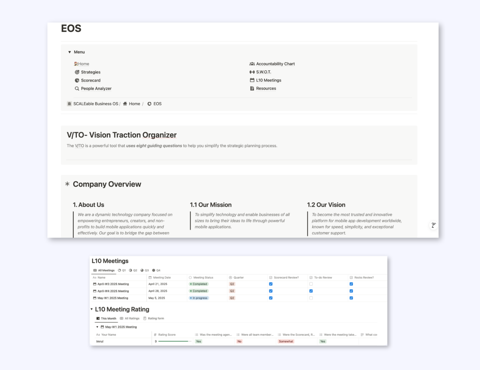 Notion-EOS Business OS Template - Camel Tech